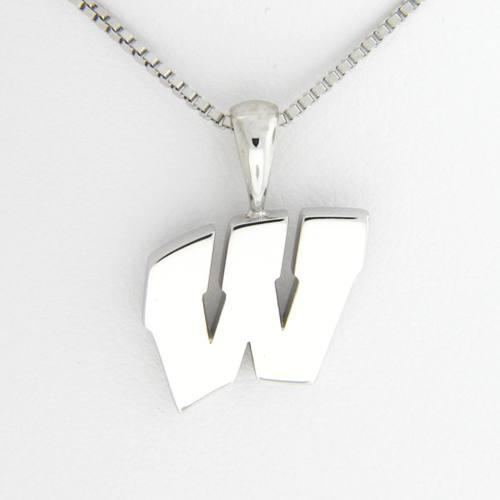University of Wisconsin Motion "W" 14 Kt White Gold Pendant Med | TQ ...