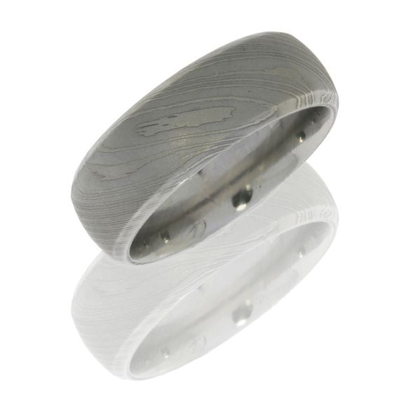 Lashbrook D8DB BEAD-POLISH Damascus Steel Wedding Ring or Band | TQ ...