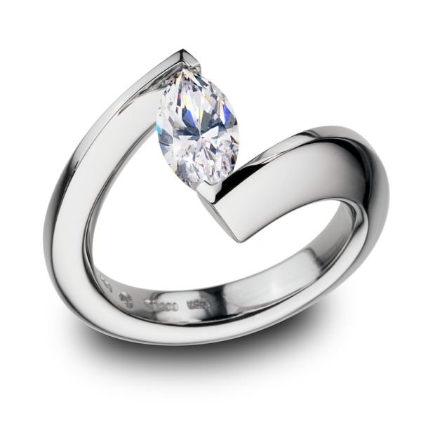 Kretchmer 18 Karat Marquise Helix Tension Set Ring | TQ Diamonds