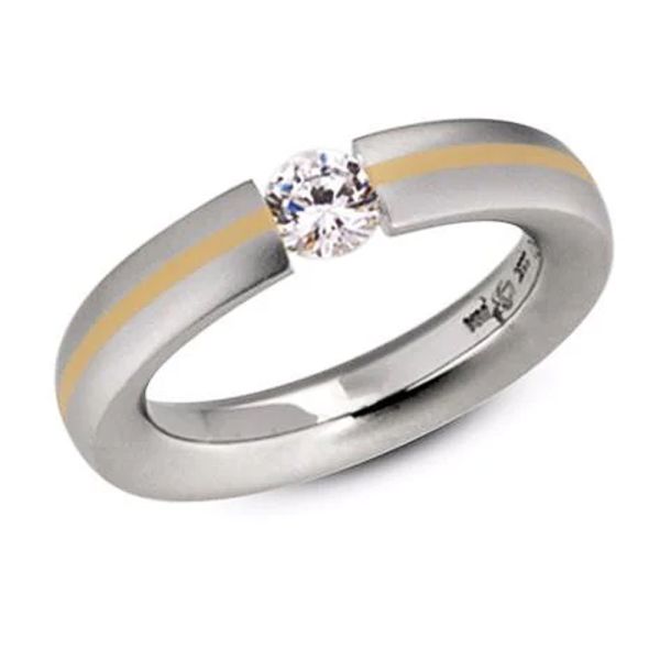 Kretchmer 18 Karat RF with Stripe Tension Set Ring | TQ Diamonds