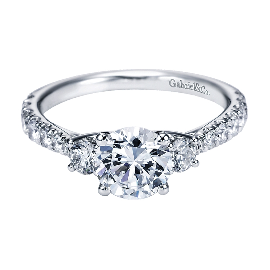 Gabriel - Sandy 14 Karat Round 3 Stones Engagement Ring ER7461W44JJ ...