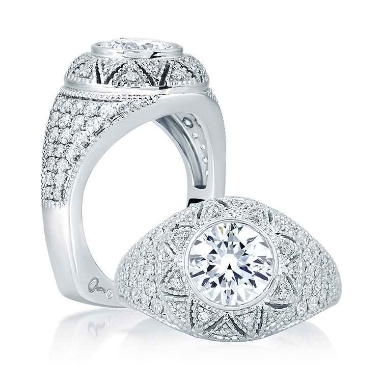 A.JAFFE 14 Karat Signature Engagement Ring MES653 | TQ Diamonds