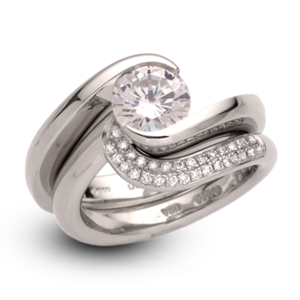 Kretchmer Platinum Swirl Tension Set Ring Steven Kretchmer Engagement Rings Tq Diamonds