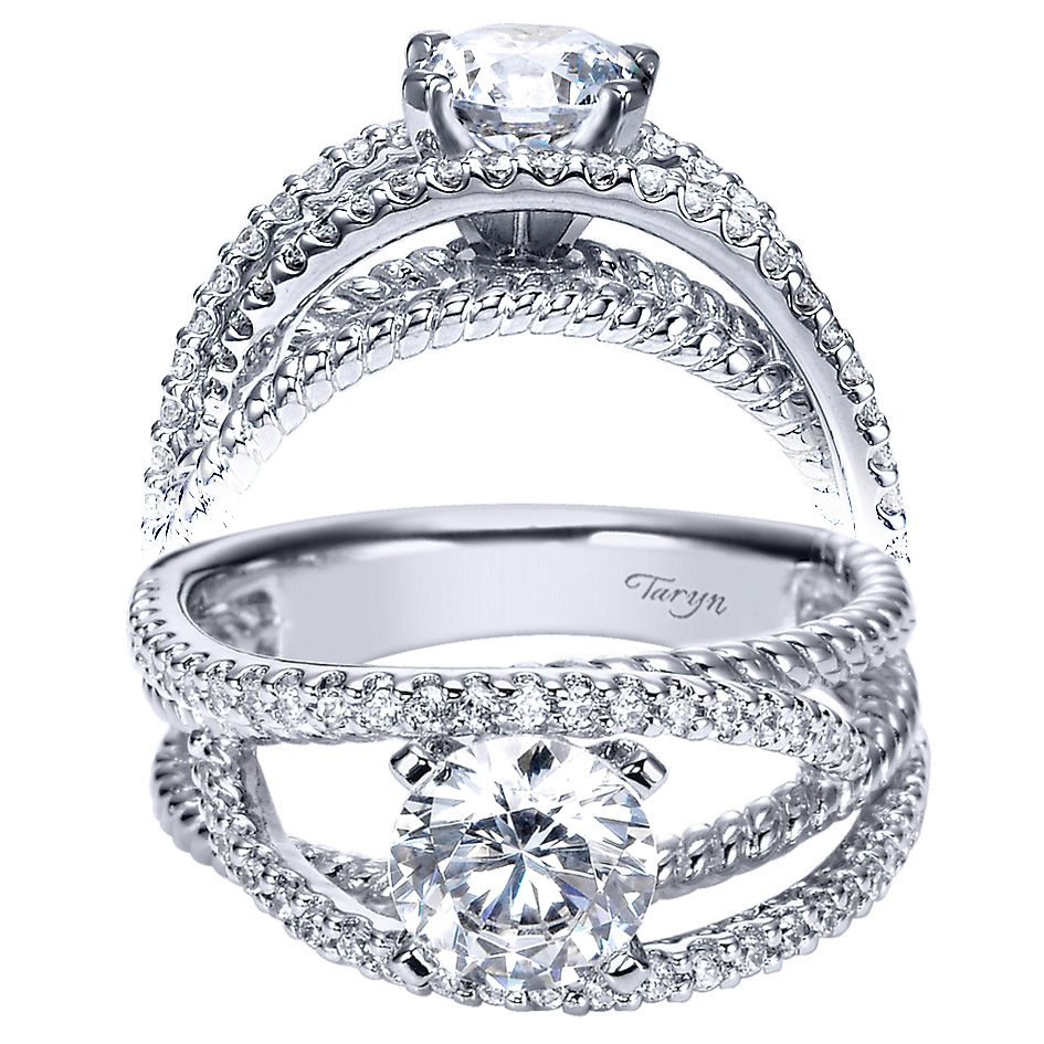 Taryn 14k White Gold Round Free Form Engagement Ring TE5363W44JJ | TQ ...